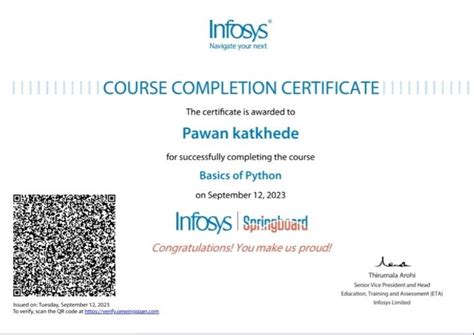 Pawan Katkhede On Linkedin Python Certification Learningjourney Infosysspringboard