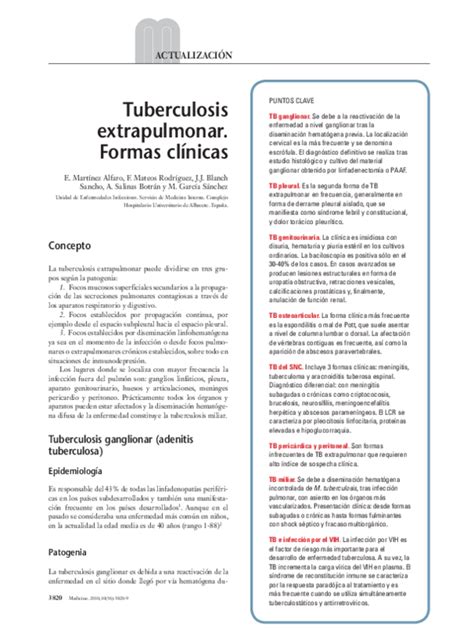 Pdf Tuberculosis Extrapulmonar Formas Clínicas