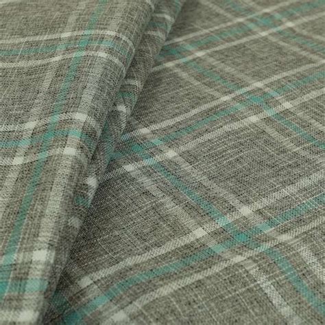 Shaldon Woven Tartan Pattern Upholstery Fabric In Silver Background