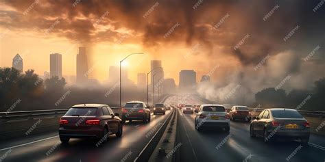 Car Exhaust Pollution Is A Global Issue Due To Traffic Congestion