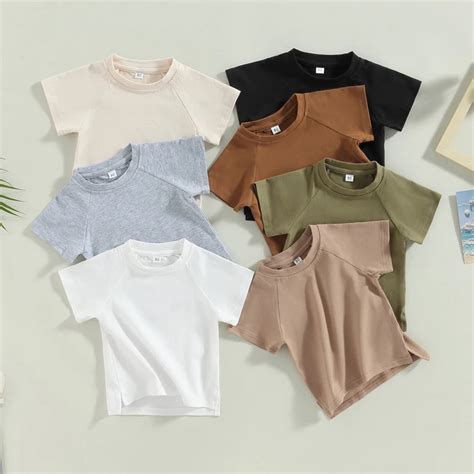 여름 패션 키즈 솔리드 티셔츠 반팔 코튼 소년 탑 한국 캐주얼 어린이 셔츠 M Y 의류 AliExpress