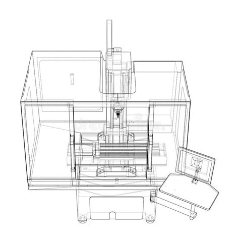 Metalworking Cnc Milling Machine Vector Stock Vector Illustration Of