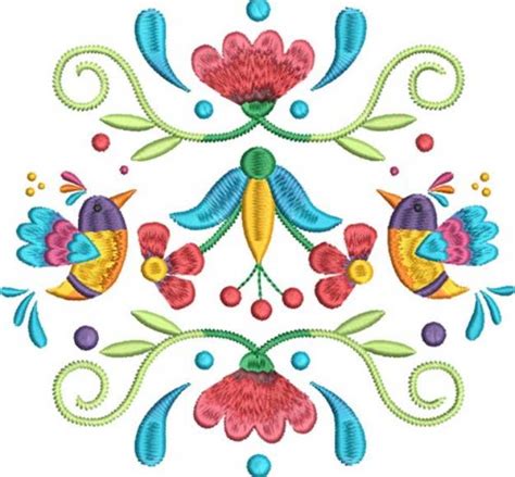 Hummingbird Folk Art 2 Machine Embroidery Design Embroidery Library