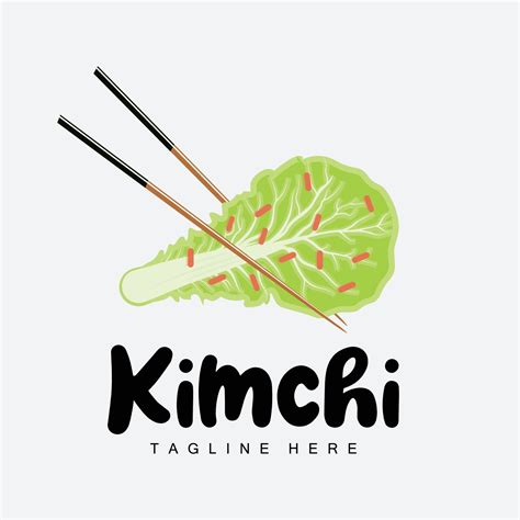 Kimchi Logo Design Korean Traditional Food Vector Cabbage Green Vegetable Logo Illustration