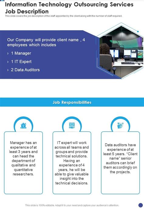 Information Technology Outsourcing Services Job Description One Pager
