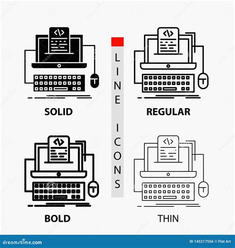 Code Coding Computer Monoblock Screen Icon In Thin Regular Bold