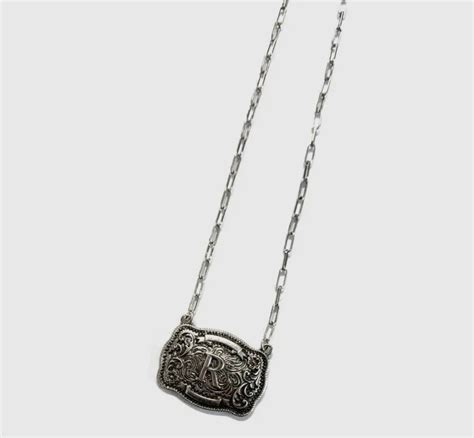 Western Buckle Initial Necklace Urban Vaqueros