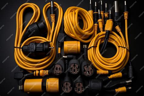 Premium Photo Electrical Connectivity Array Varied Cords And Adaptors