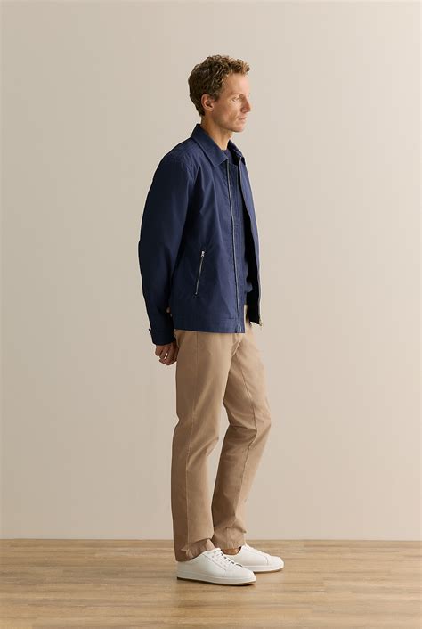 Strong Blue Cotton Harrington Jacket Men Outerwear Trenery