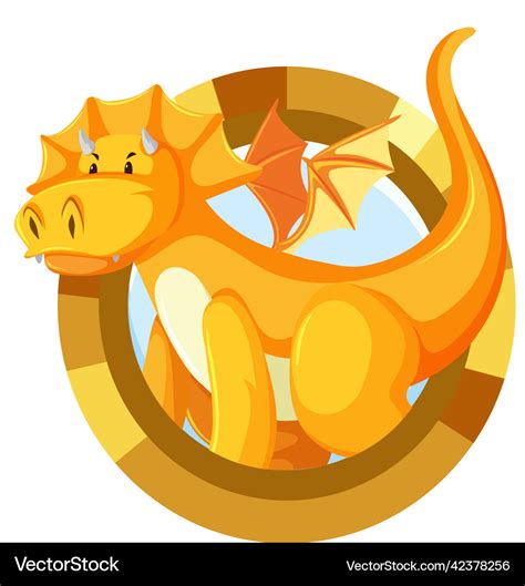 Cute Yellow Dragon Cartoon Character Royalty Free Vector Vectorstock