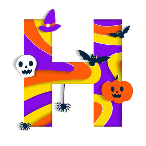 Happy Halloween H Alphabet Party Font Typography Character Cartoon Spooky Horror With Colorful