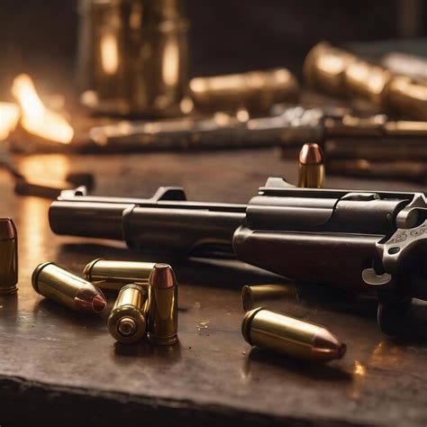 Premium Ai Image Empty Bullets And A Gun On At Table