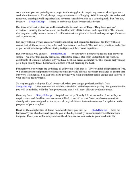 Excel Homework Template Pdf Microsoft Excel Spreadsheet