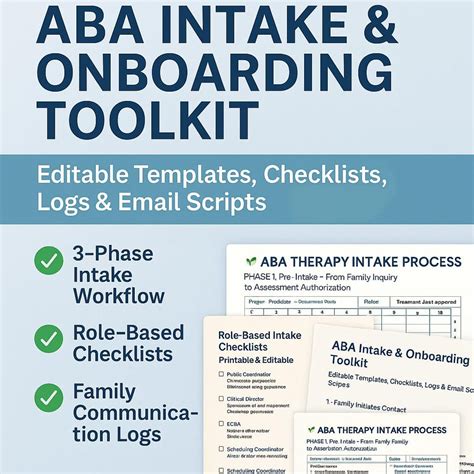 Aba Intake And Onboarding Toolkit Editable Templates Checklists