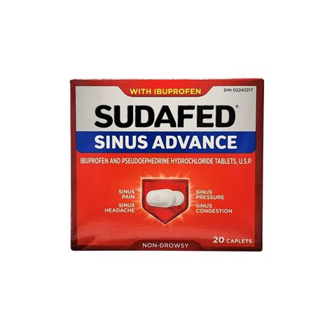 Sudafed Sinus Advance Ibuprofen And Pseudoephedrine Hydrochloride 20