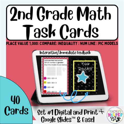 2nd Grade Ccss Teks Math 40 Cards Task Cards Digital Access Set