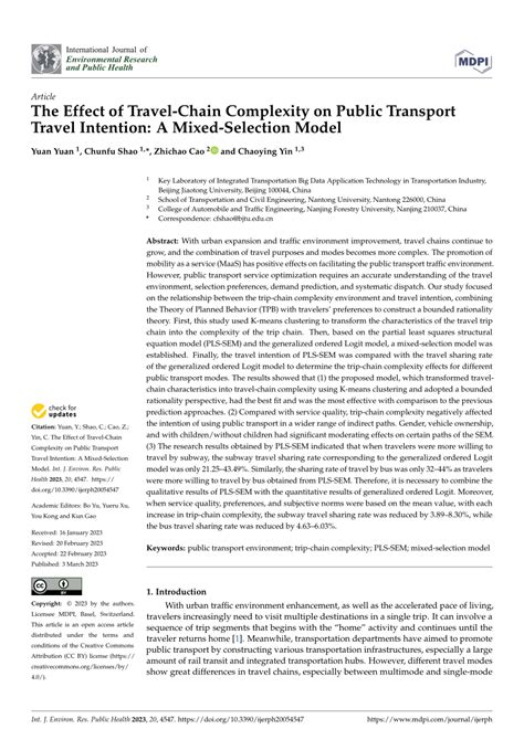 Pdf The Effect Of Travel Chain Complexity On Public Transport Travel