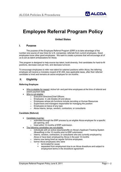 Employee Referral Program Policy Template