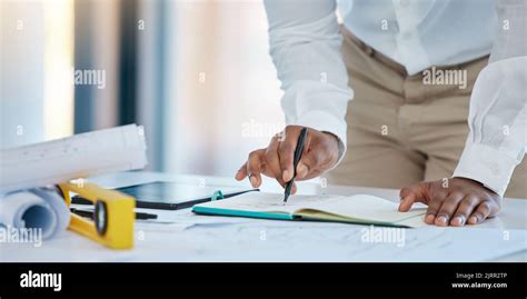 Architect Hands Drawing Architecture Sketch Design With Blueprint Floor Plan Engineering Paper