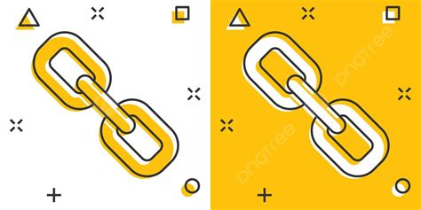 Comic Style Chain Sign On White Background Attach Connection Linked