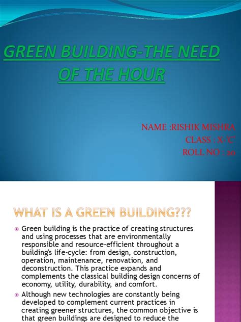 Name Rishik Mishra Class X C Roll No 20 Pdf Green Building Glasses