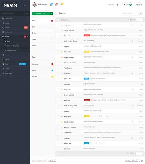 Neon Bootstrap Admin Theme On Behance