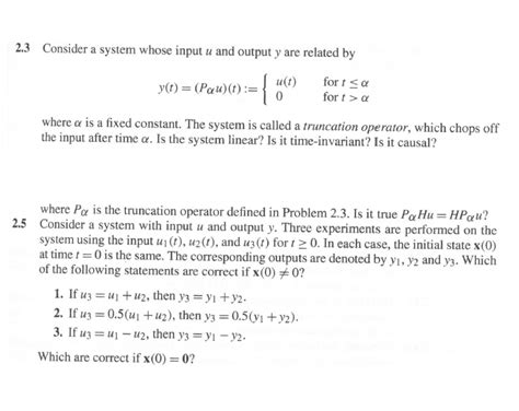 solved 2 3 consider a system whose input u and output y are
