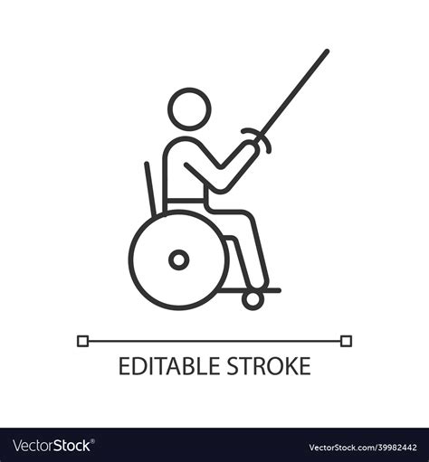Wheelchair Fencing Linear Icon Royalty Free Vector Image
