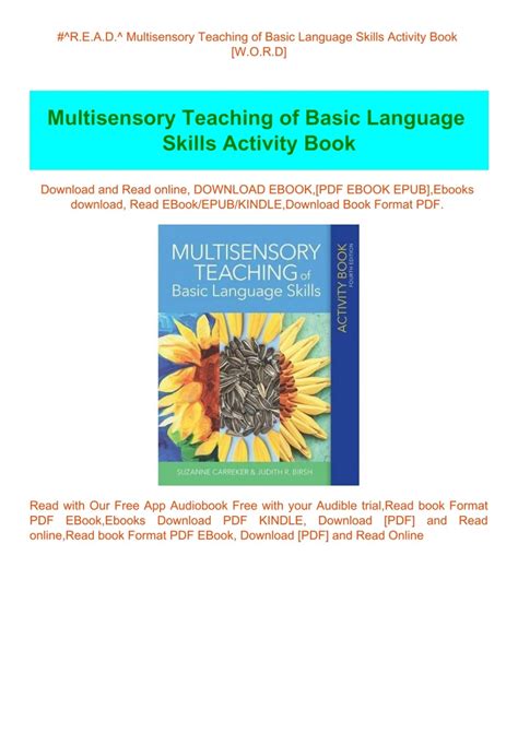 R E A D Multisensory Teaching Of Basic Language Skills Activity