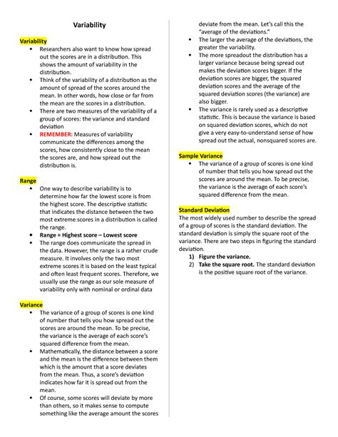 Variability Notes Variability Variability Researchers Also Want To