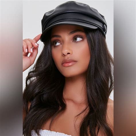 Forever 21 Black Faux Leather Cabbie Hat Cabbie Hat Hats Train Hat