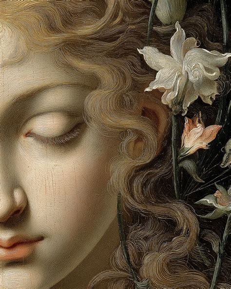 Close Up Of Botticellis Psyche Her Luminous Hair Swept By A Wind Full