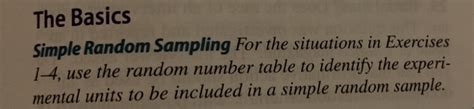 Solved The Basics Simple Random Sampling For The Situations Chegg