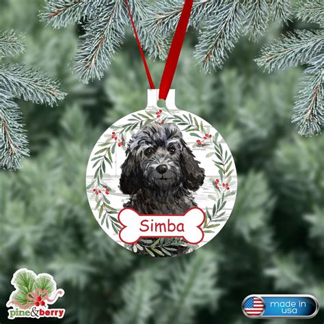 Cockapoo Dog Personalized Christmas Ornament Black Cockapoo Dog