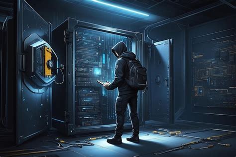 Premium Photo An Illustration Showcasing A Hacker Breaking Into A