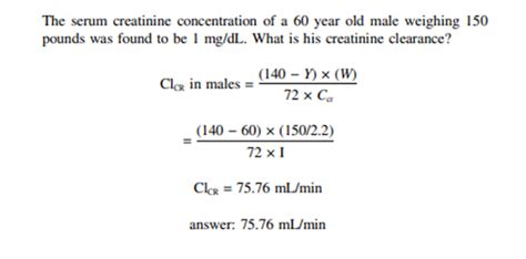 Creatinine Clearance Calculation Formula