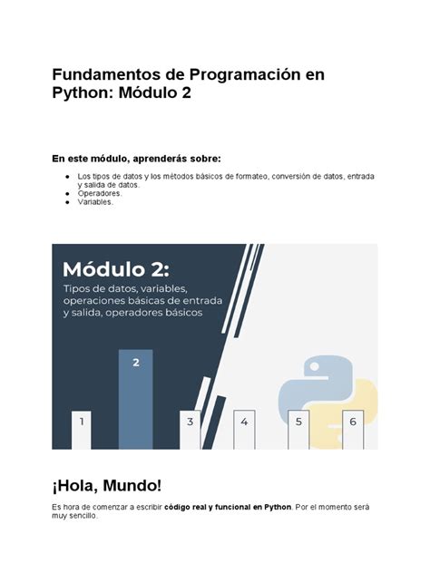 Fundamentos De Programación En Python Módulo 2 Pdf Python Lenguaje De Programación