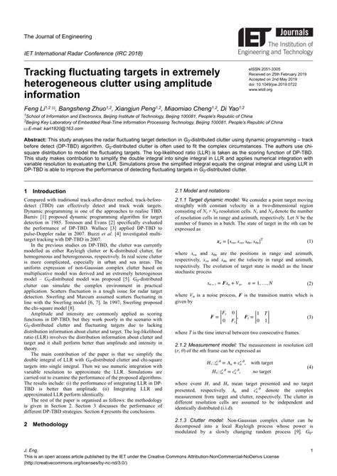 Pdf Tracking Fluctuating Targets In Extremely Heterogeneous Clutter