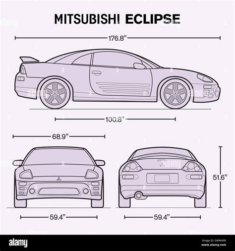 2003 Mitsubishi Eclipse Car Blueprint Stock Vector Image And Art Alamy