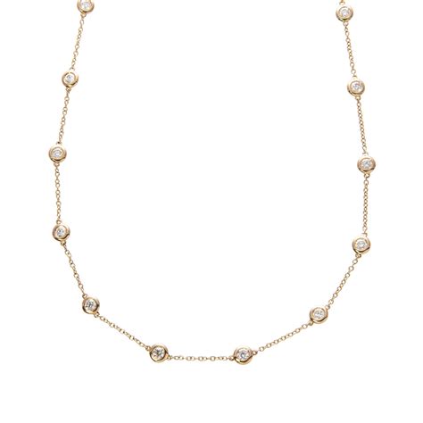 225ctw Diamond By The Yard 14 Station 14k Yellow Gold Necklace
