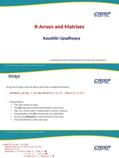 Understanding R Arrays And Matrices Pdf Matrix Mathematics