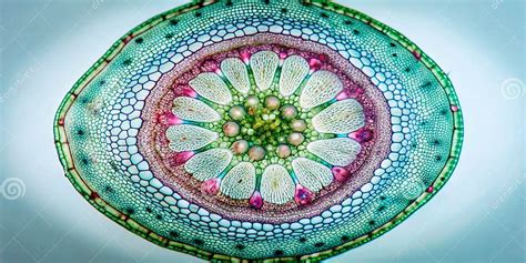 Cross Section Dicot Monocot And Root Of Plant Stem Under The Microscope