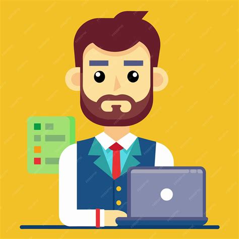 Flat Vector Illustration Of A Computer Programmer Character Premium