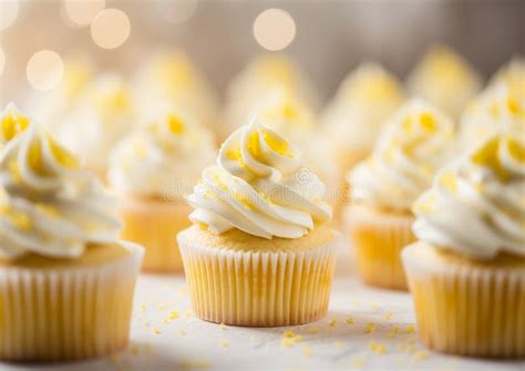 A Lemon Cupcake With A Blur Background Stock Illustration Illustration Of Vivid Colours
