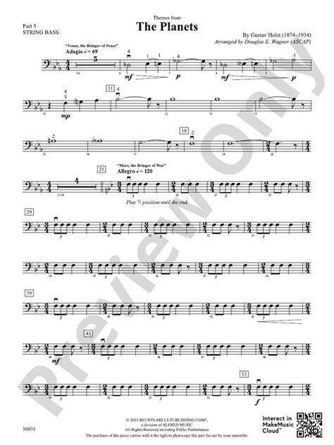 The Planets Part 5 String Bass Part 5 String Bass Part Digital