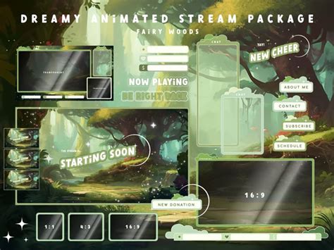 Animated Twitch Stream Package Cute Alerts Cozy Green Panels Webcam Overlays Screens And