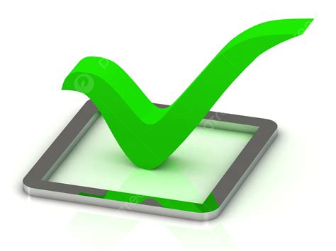 3d Illustration Of Green Check Mark Answer Confirmation Correct Photo