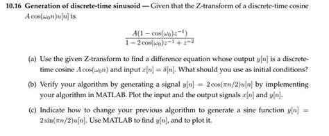 solved 10 16 generation of discrete time sinusoid given