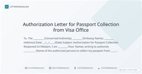 Authorization Letter For Passport Collection From Visa Office Letters