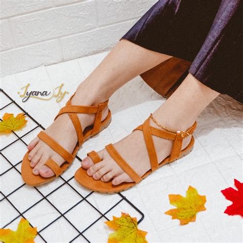 Jual Julia Tan Sendal Wanita Sandal Suede Sandal Tali Shopee Indonesia